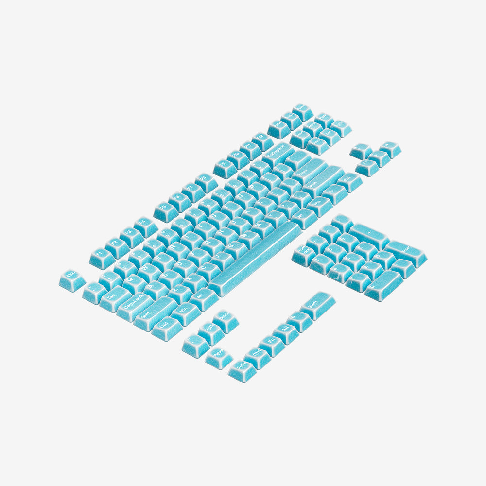 114 Keys Blue Crazed Ceramic Keycaps Set | Cerakey