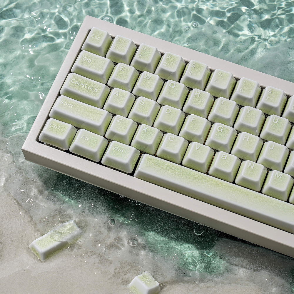 114 Keys Green Crazed Ceramic Keycaps Set | Cerakey