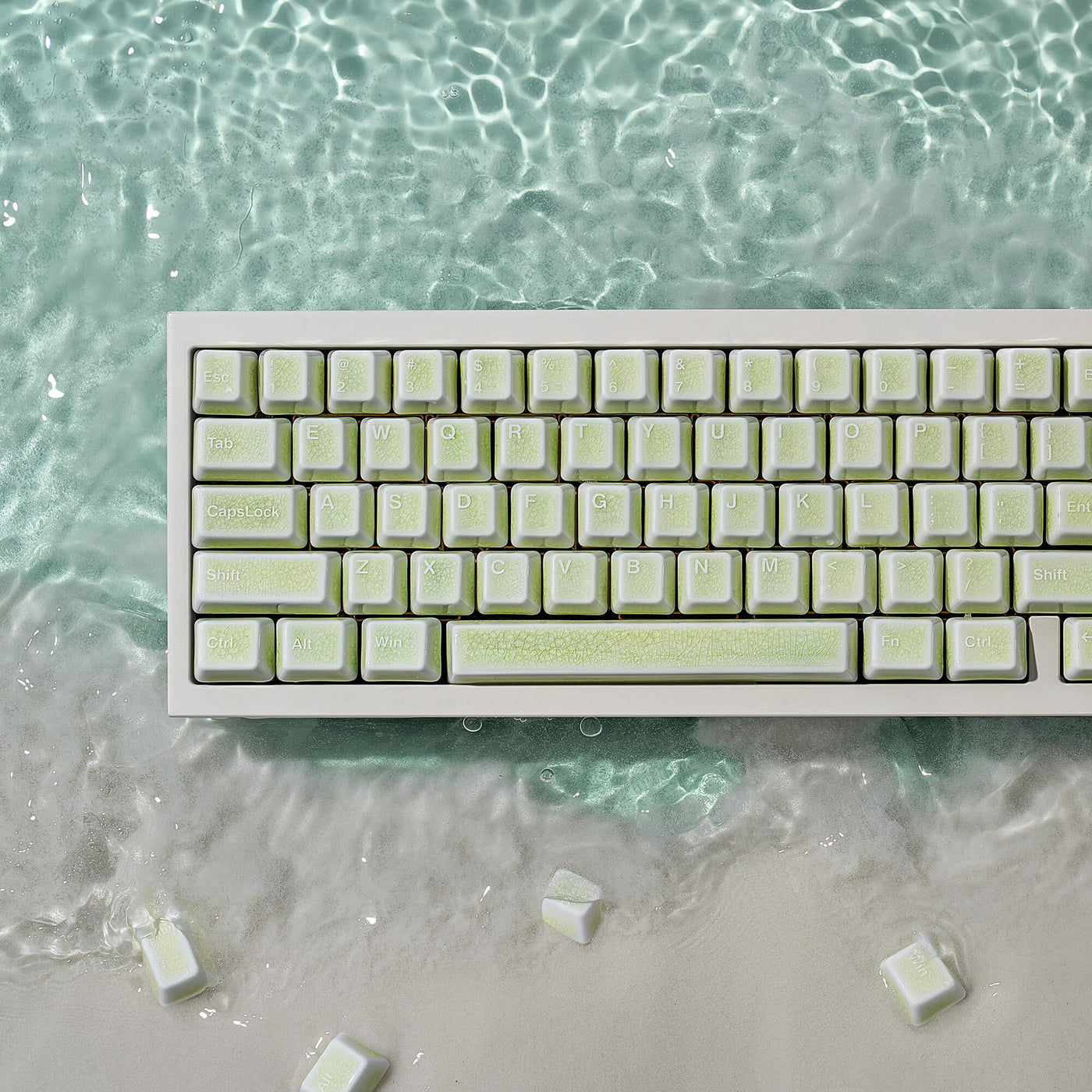 114 Keys Green Crazed Ceramic Keycaps Set | Cerakey