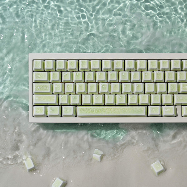 114 Keys Green Crazed Ceramic Keycaps Set | Cerakey